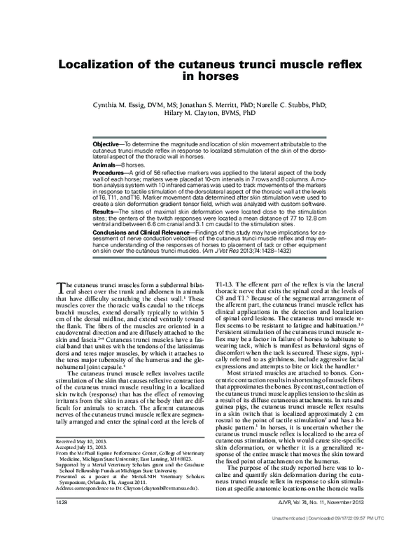 (PDF) Localization of the cutaneus trunci muscle reflex in horses
