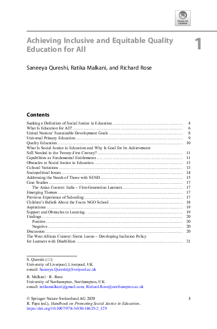(PDF) Achieving Inclusive and Equitable Quality Education for All