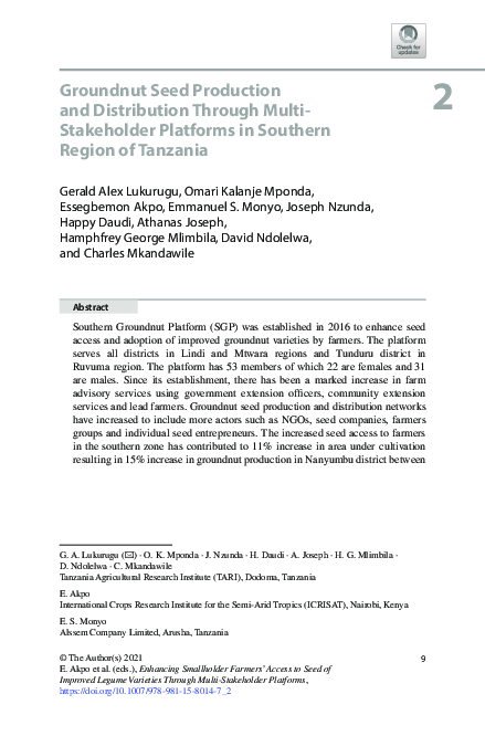 (PDF) Groundnut Seed Production and Distribution Through Multi ...
