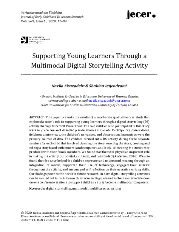 (PDF) Supporting Young Learners Through a Multimodal Digital ...