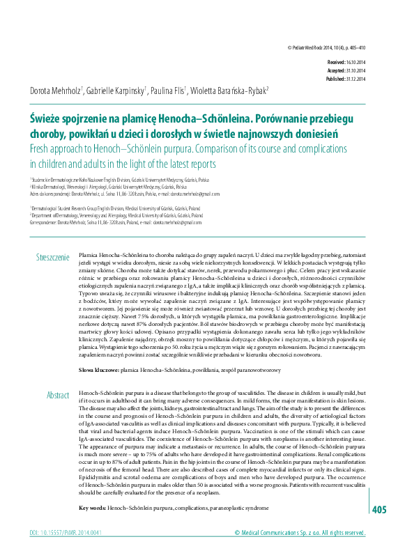 (PDF) Fresh approach to Henoch–Schönlein purpura. Comparison of its ...