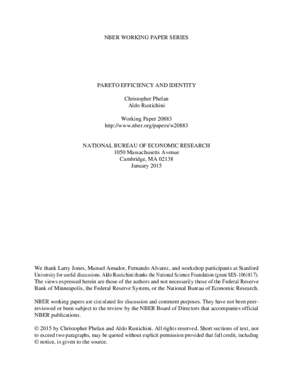 (PDF) Pareto Efficiency and Identity | Aldo Rustichini - Academia.edu