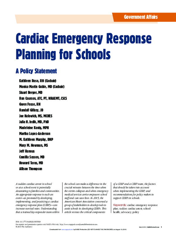 (PDF) Cardiac Emergency Response Planning for Schools