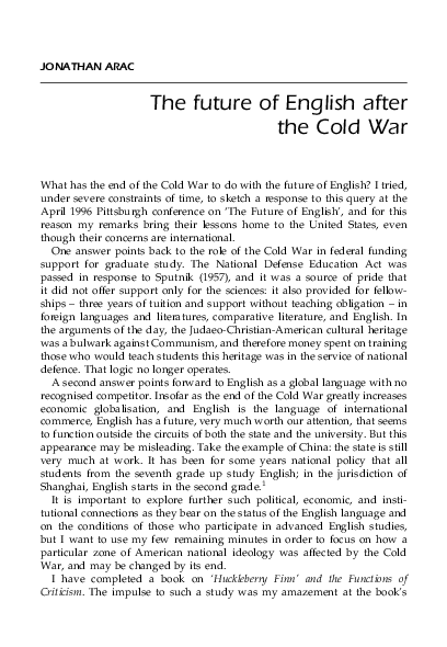 (PDF) The future of English after the Cold War