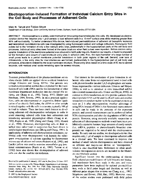 (PDF) Electroporation-induced formation of individual calcium entry ...