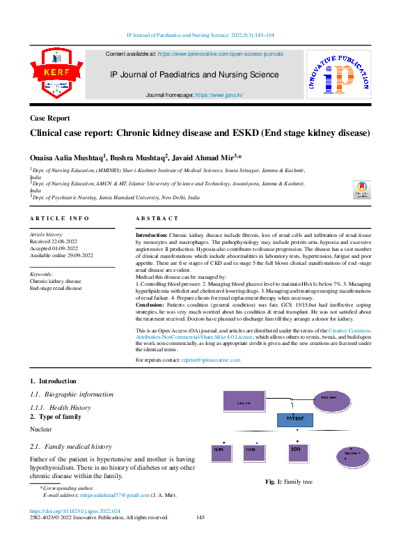 (PDF) Clinical case report: Chronic kidney disease and ESKD (End stage ...