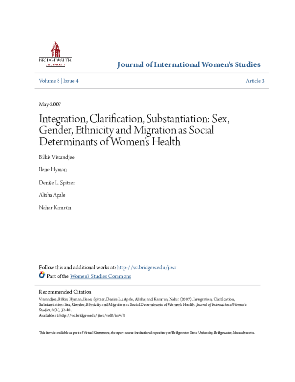 Pdf Integration Clarification Substantiation Sex Gender 6555