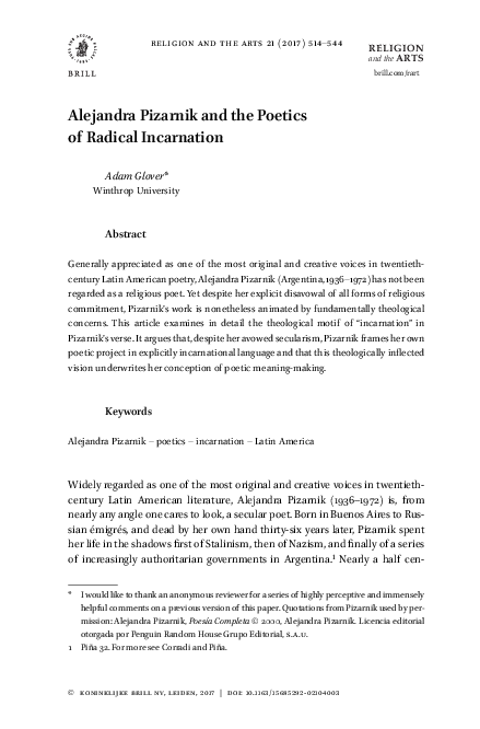 (PDF) Alejandra Pizarnik and the Poetics of Radical Incarnation