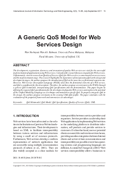 (PDF) A Generic QoS Model for Web | Farid Meziane - Academia.edu