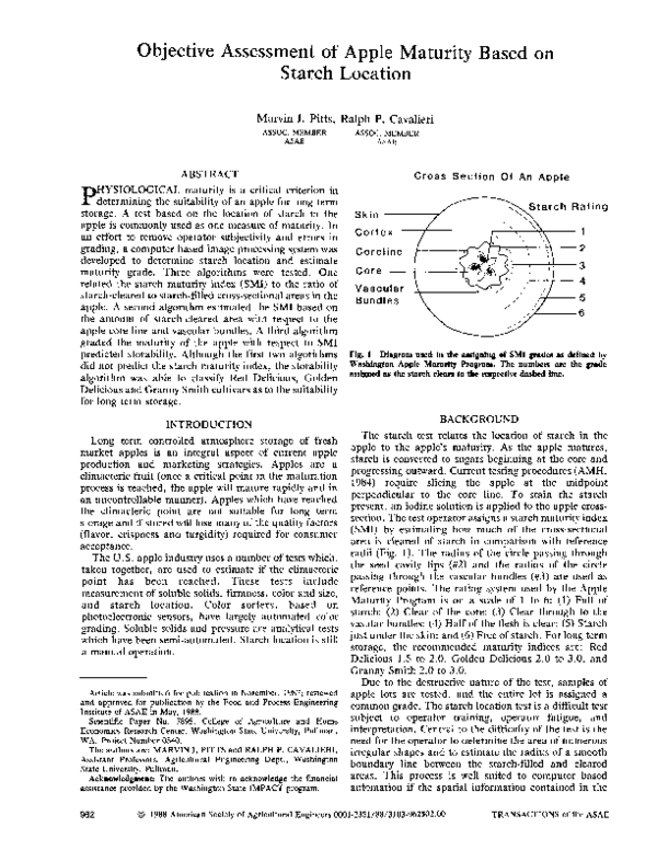 (PDF) Objective Assessment of Apple Maturity Based on Starch Location
