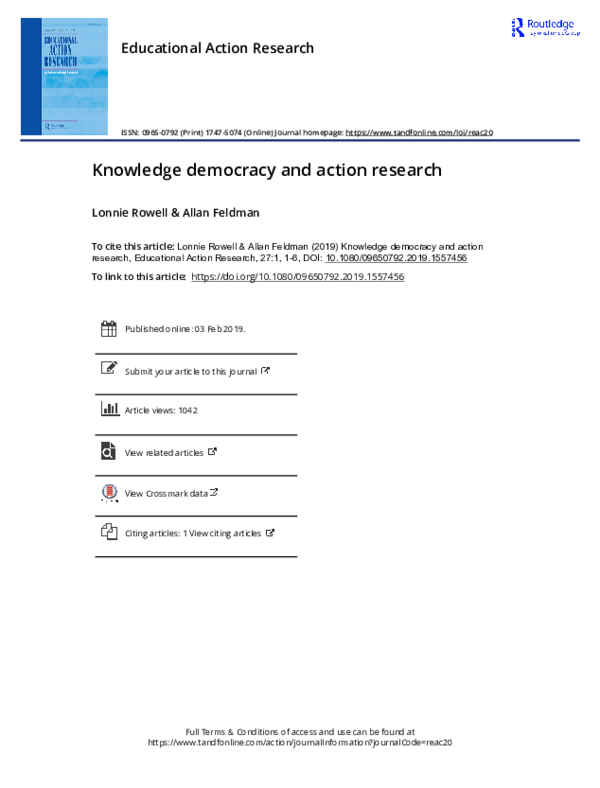 (PDF) Knowledge democracy and action research