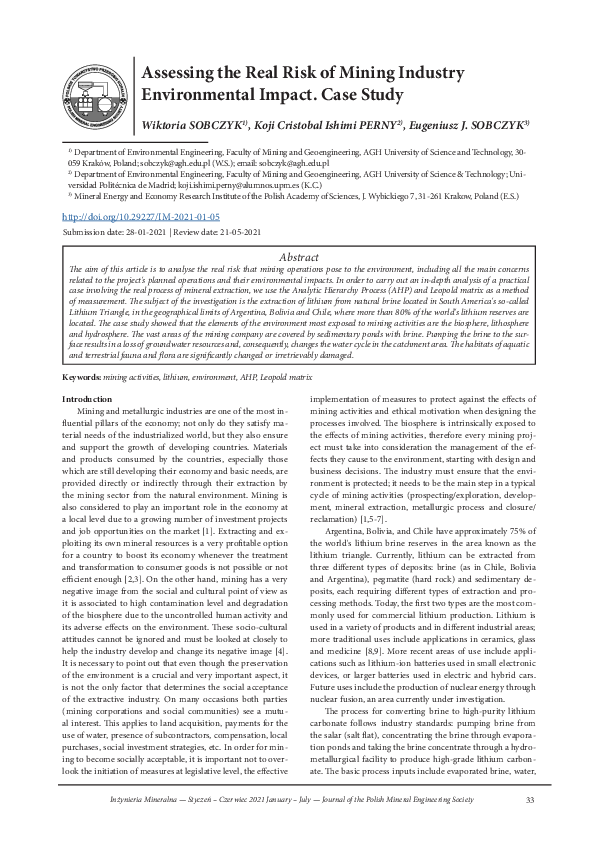 (PDF) Assessing the Real Risk of Mining Industry Environmental Impact ...