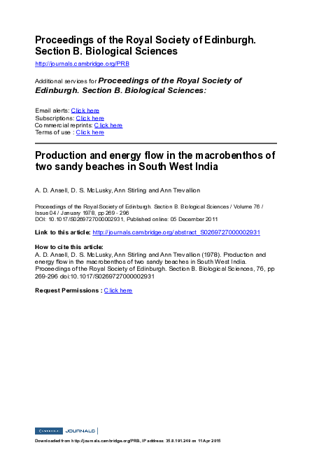 (PDF) Production and energy flow in the macrobenthos of two sandy ...