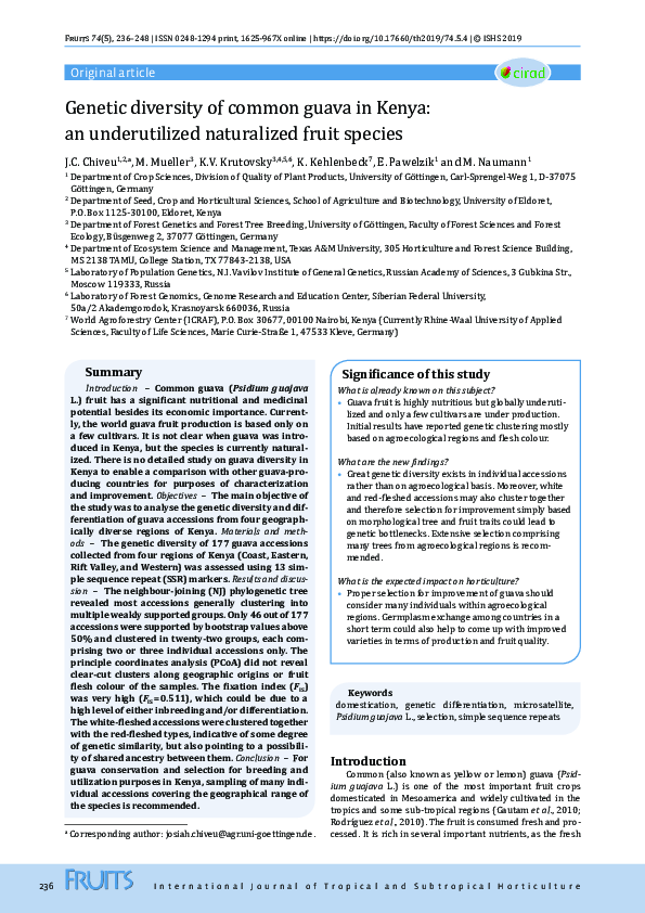 (PDF) Genetic diversity of common guava in Kenya: an underutilized ...