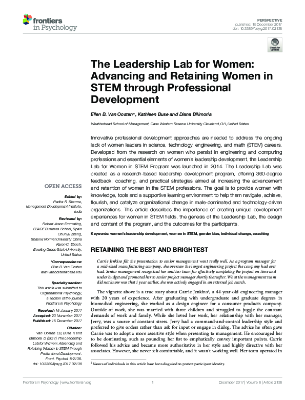 (PDF) The Leadership Lab for Women: Advancing and Retaining Women in ...