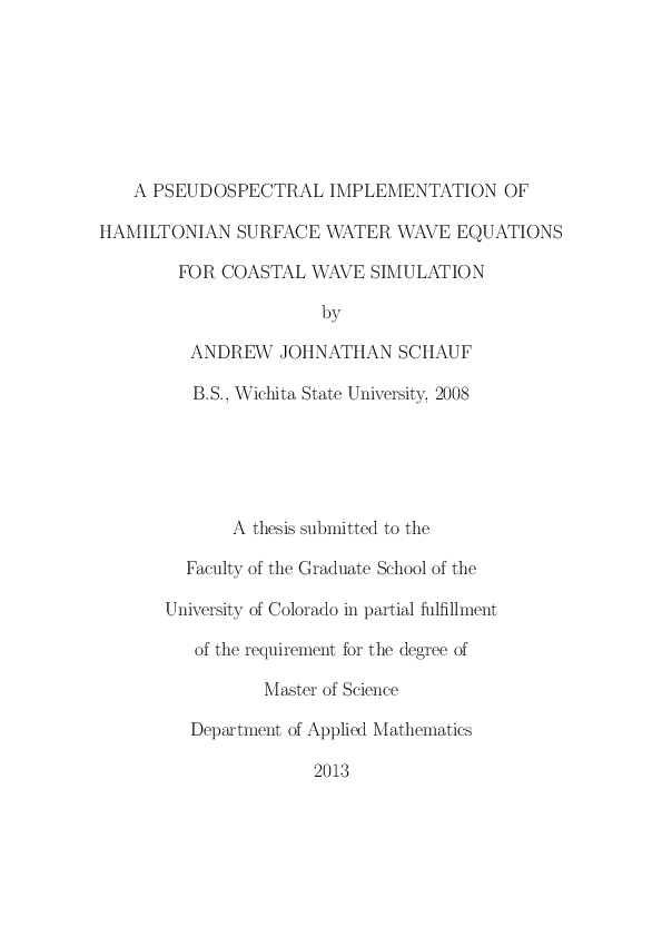 Pdf Pseudospectral Method For Coastal Hamiltonian Wave Simulation
