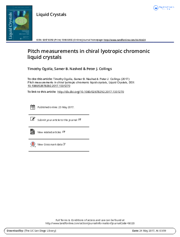 (PDF) Pitch measurements in chiral lyotropic chromonic liquid crystals