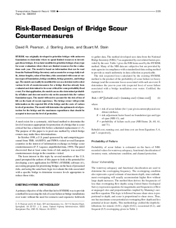 (PDF) Risk-Based Design of Bridge Scour Countermeasures