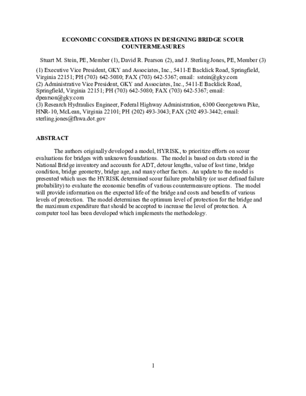 (PDF) Economic Considerations in Designing Bridge Scour Countermeasures