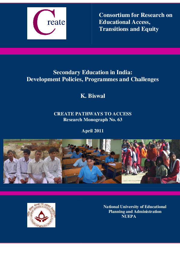 (PDF) Secondary Education in India: Development Policies, Programmes ...