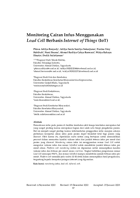 (PDF) Monitoring Cairan Infus Menggunakan Load Cell Berbasis Internet ...