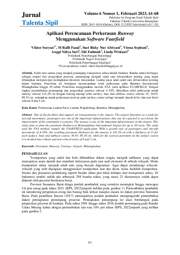 (PDF) Aplikasi Perencanaan Perkerasan Runway Menggunakan Software Faarfield
