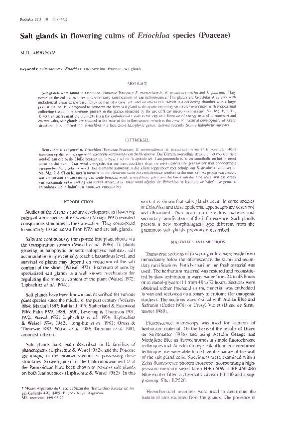 (PDF) Salt glands in flowering culms of Eriochloa species (Poaceae)