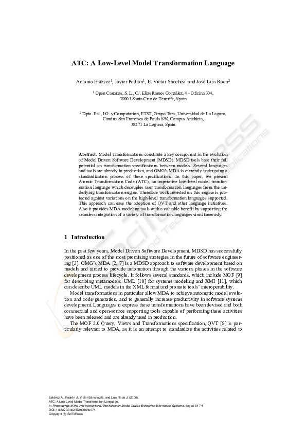 (PDF) ATC: A Low-Level Model Transformation Language