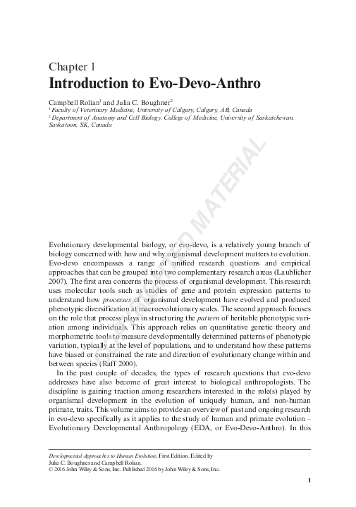 (PDF) Introduction to Evo-Devo-Anthro