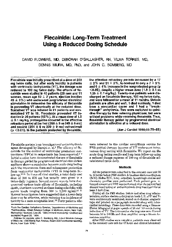 (PDF) Flecainide: Long-term treatment using a reduced dosing schedule