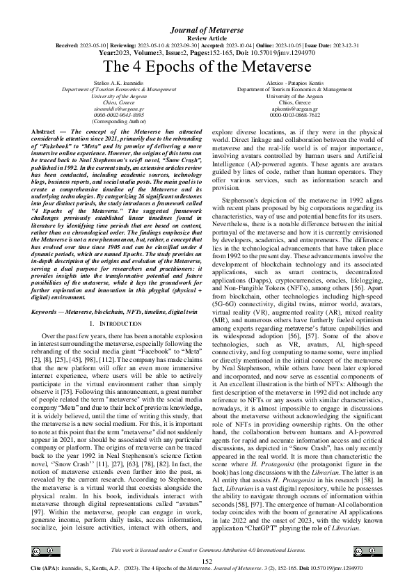 (PDF) The 4 Epochs of the Metaverse