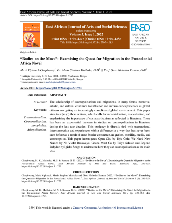 (PDF) “Bodies on the Move”: Examining the Quest for Migration in the ...