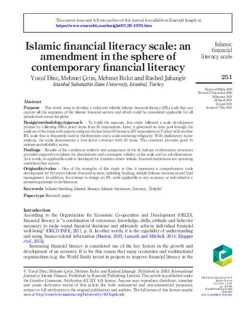 (PDF) Islamic financial literacy scale: an amendment in the sphere of ...
