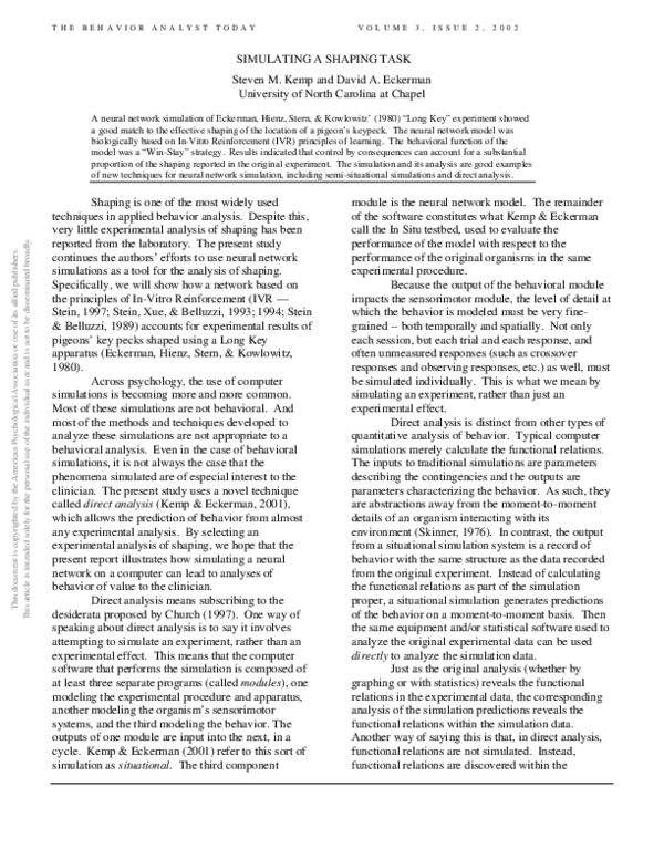 (PDF) Simulating a shaping task