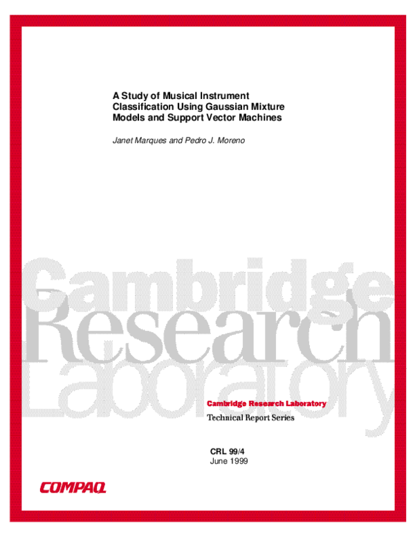 (PDF) A study of musical instrument classification using gaussian ...