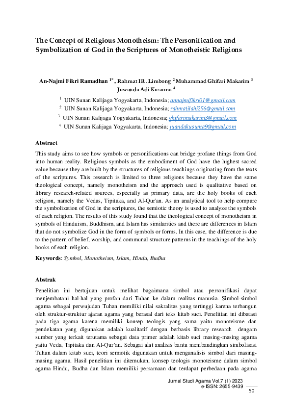 (PDF) The Concept of Religious Monotheism: The Personification and ...