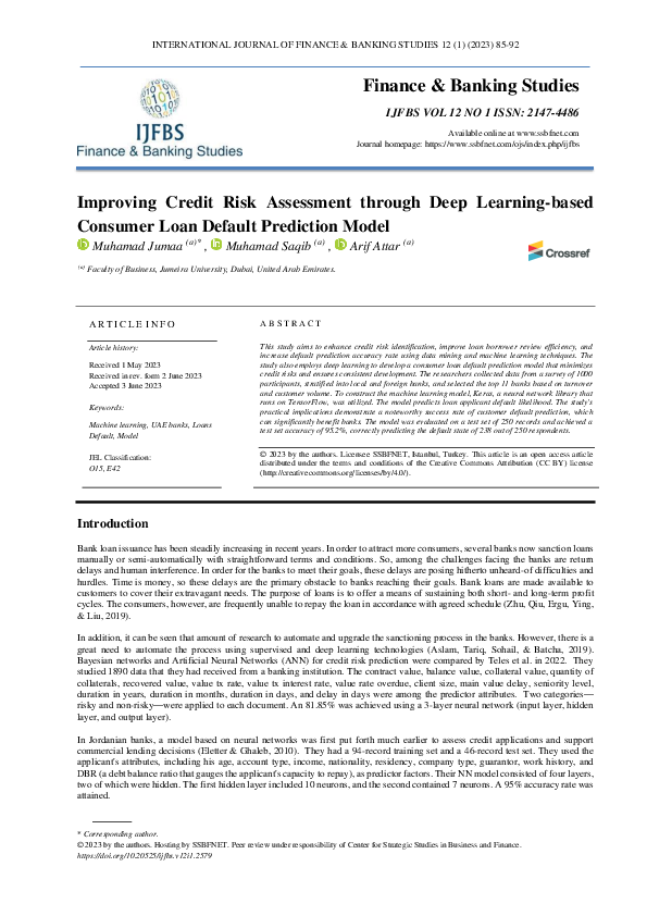 (PDF) Improving Credit Risk Assessment through Deep Learning-based ...