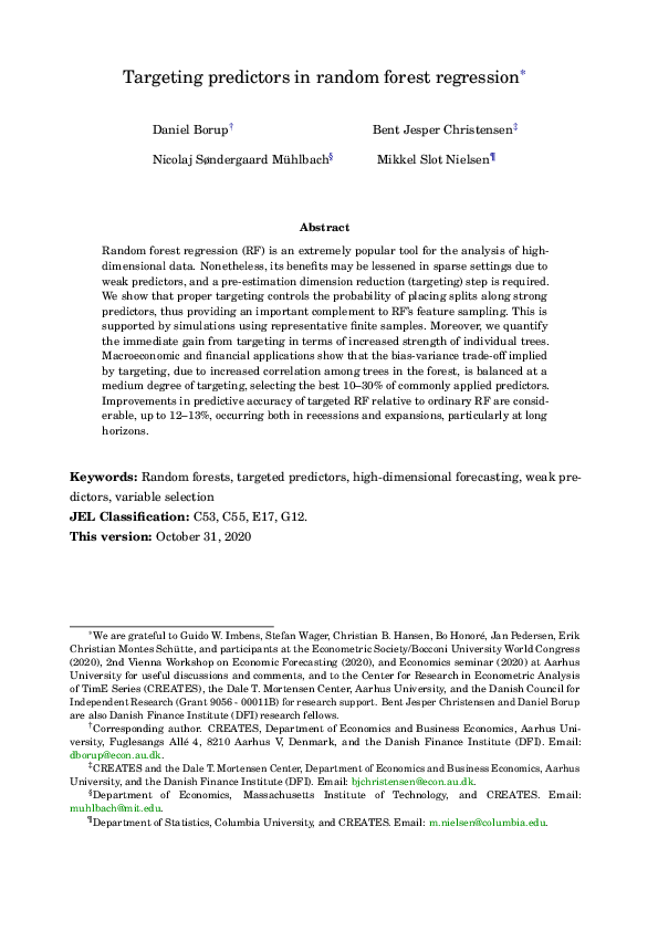 Pdf Targeting Predictors In Random Forest Regression
