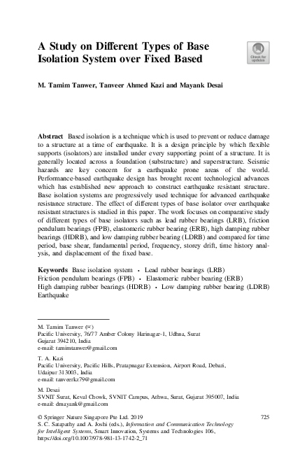 (PDF) A Study on Different Types of Base Isolation System over Fixed Based