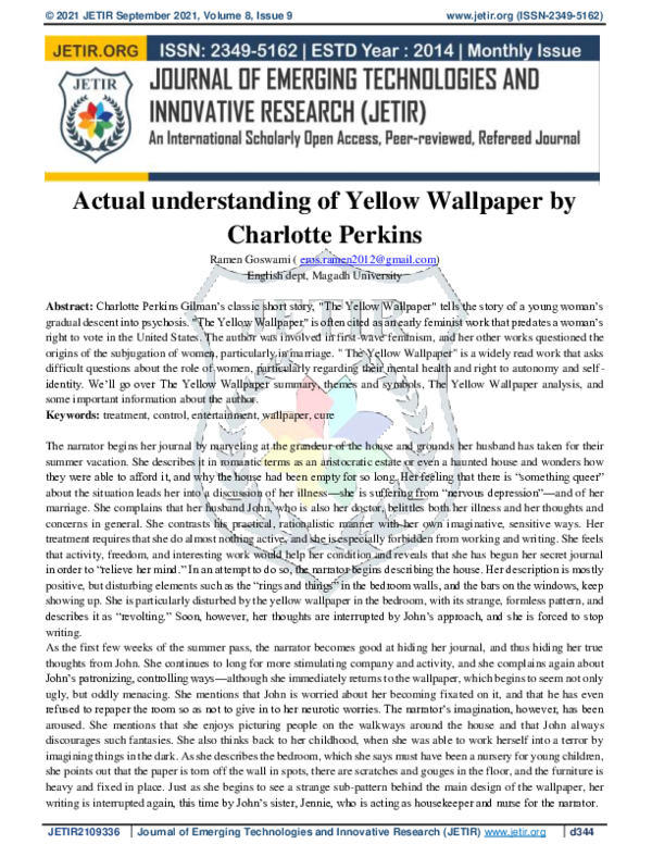 (PDF) Actual understanding of Yellow Wallpaper by Charlotte Perkins