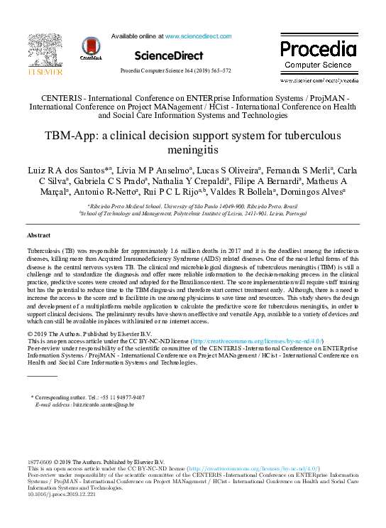 (PDF) TBM-App: a clinical decision support system for tuberculous ...