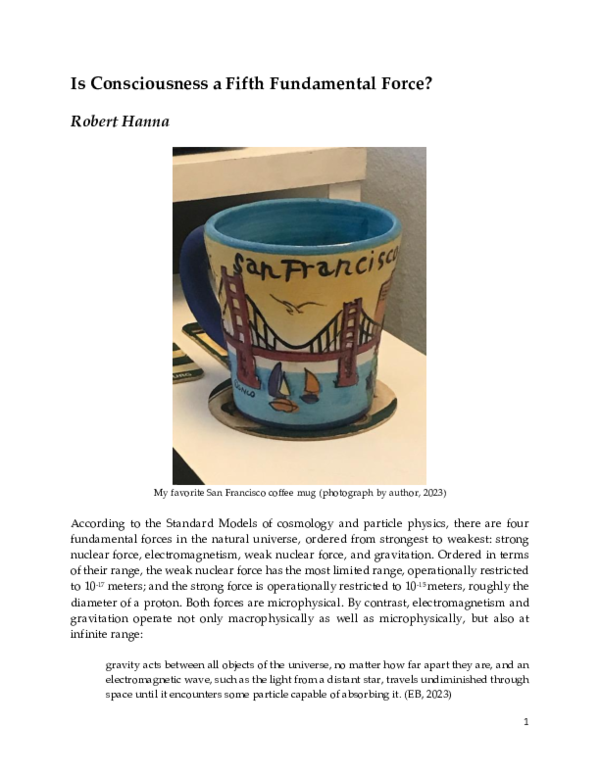 (PDF) Is Consciousness a Fifth Fundamental Force? (November 2023 version)