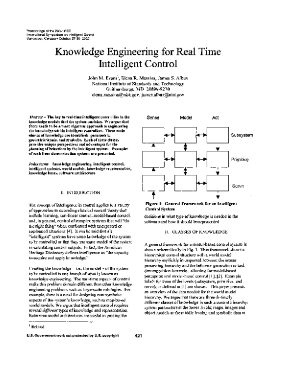 (PDF) Knowledge engineering for real time intelligent control