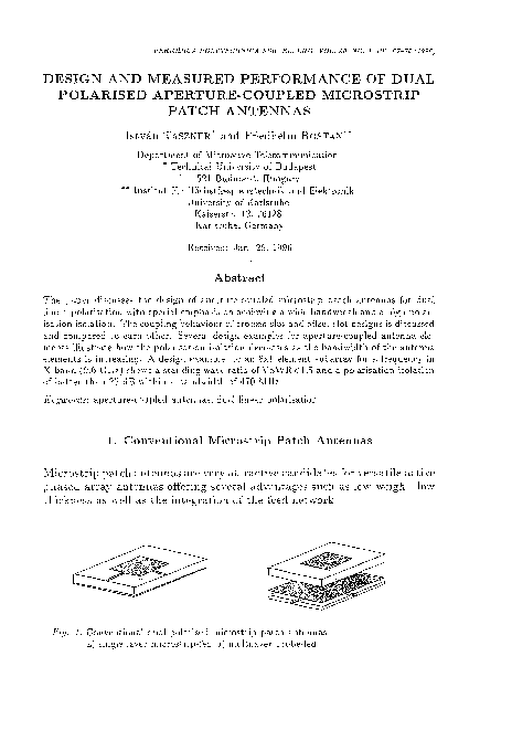 (PDF) Design and Measured Performance of Dual Polarised Aperture ...