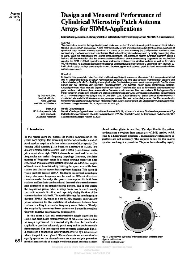 (PDF) Design and Measured Performance of Cylindrical Microstrip Patch Antenna Arrays for SDMA ...