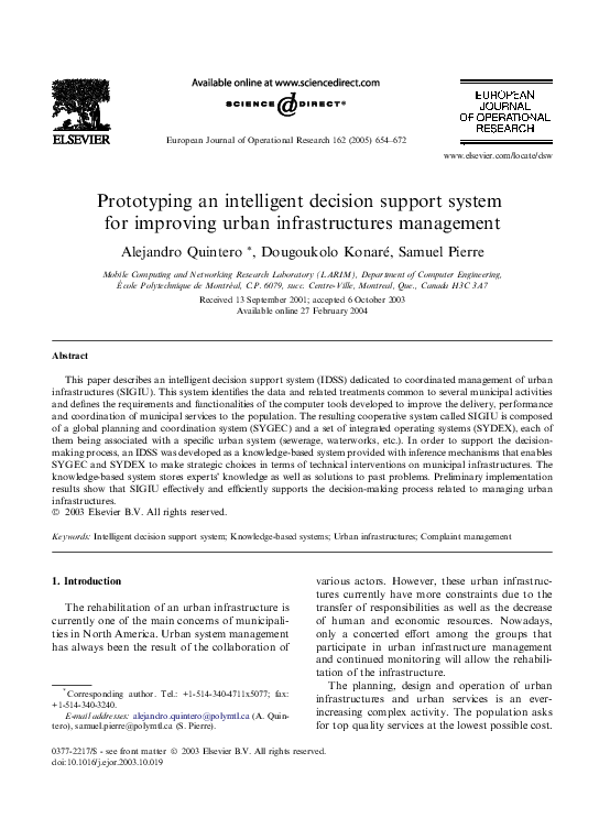 (PDF) Prototyping an intelligent decision support system for improving urban infrastructures ...