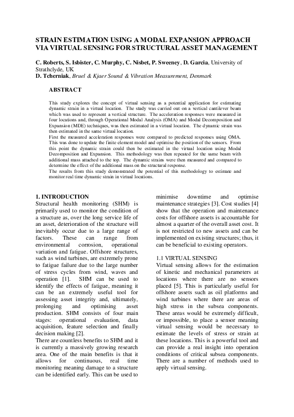 Pdf Strain Estimation Using Modal Expansion Approach Via Virtual Sensing For Structural Asset