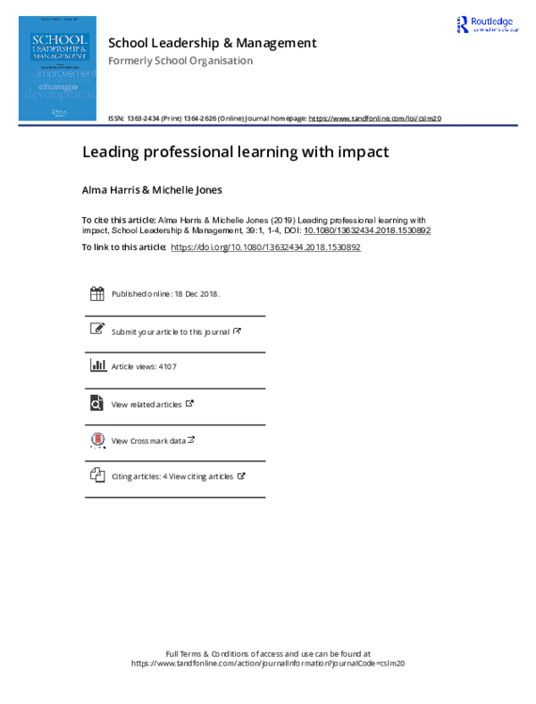 (PDF) Leading professional learning with impact