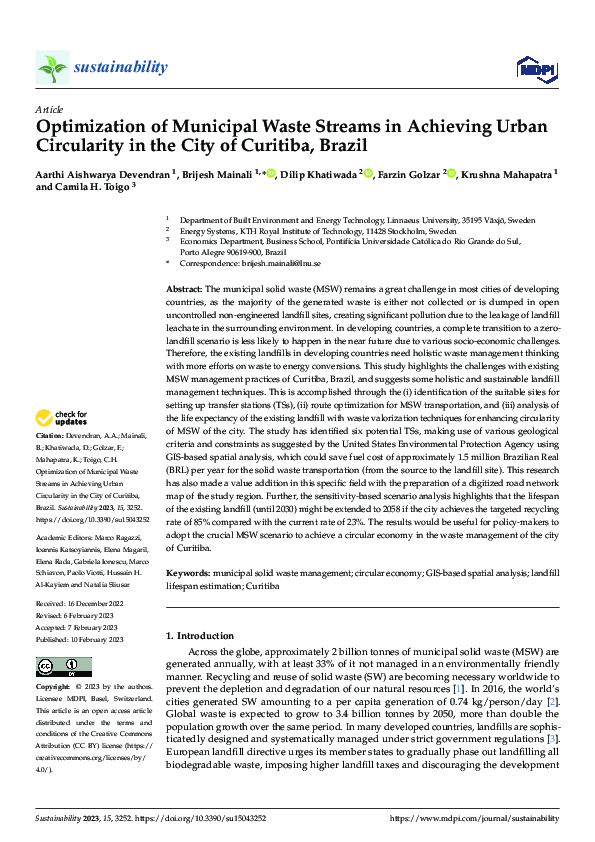 (PDF) Optimization of Municipal Waste Streams in Achieving Urban ...