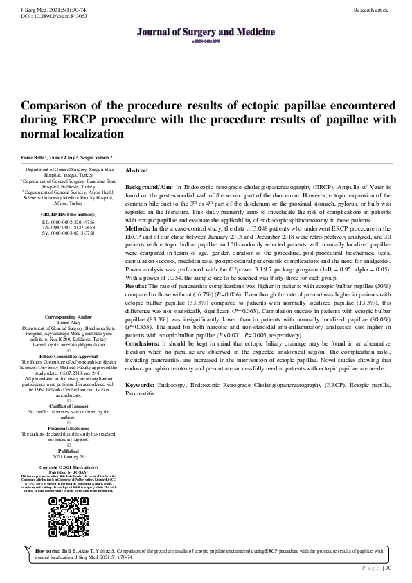 (PDF) Comparison of the procedure results of ectopic papillae ...